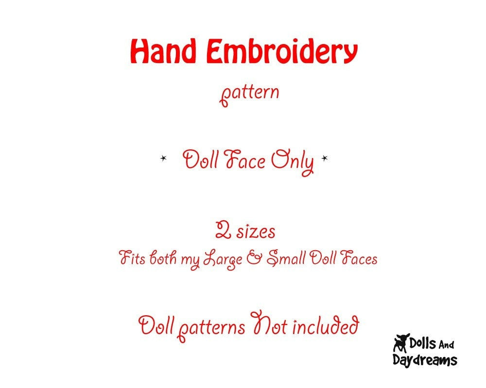 Hand Embroidery or Painting Art Doll Face Pattern | Dolls And Daydreams